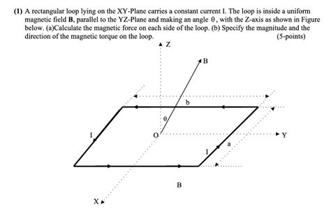 Solved 1 A Rectangular Loop Lying On The XY Plane Carries Chegg Com