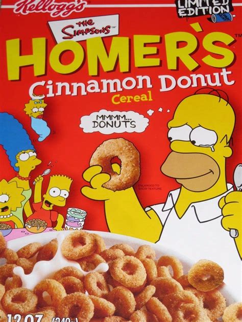 2002 Kelloggs The Simpsons Homers Cinnamon Donut Ltded Cereal Box