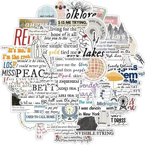 Taylor Swift Song Lyrics Sticker Pack 50pcs Nufsed Sticker