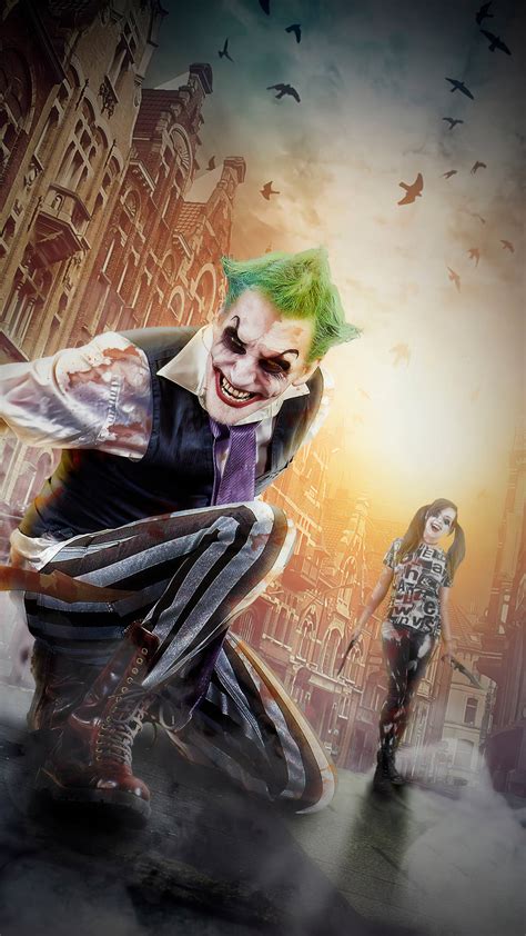 Download Cosplay Joker Harley Quinn Phone Wallpaper