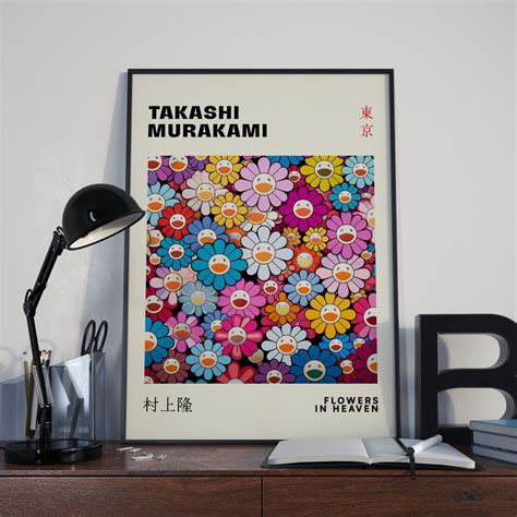 Impression de fleurs de Takashi Murakami, affiche de fleurs de sourire de Murakami, impression d ...