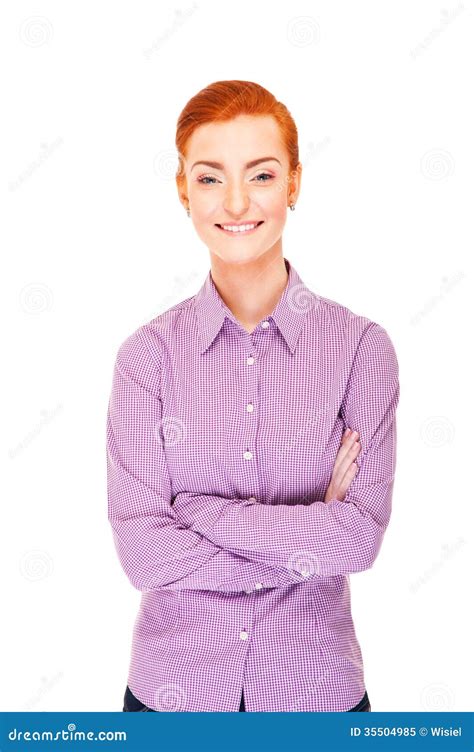 Woman On White Background With Red Hair Stock Image Image Of Human