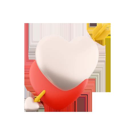 3d A Couple Red Hearts Pierced By Cupids Arrow Icon 3d Model Cgtrader