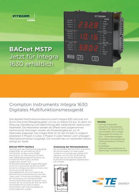 Integra 1630 Mit BACnet MSTP Crompton Instruments