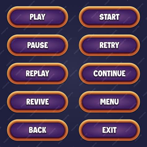 Premium Vector Set Of Purple Game Buttons For Mobile Games With Editable Text Effect Gui To
