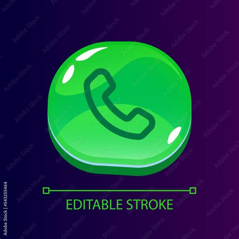 Handset Glossy Ui Button With Linear Icon Call Service Telephone Communication Isolated User