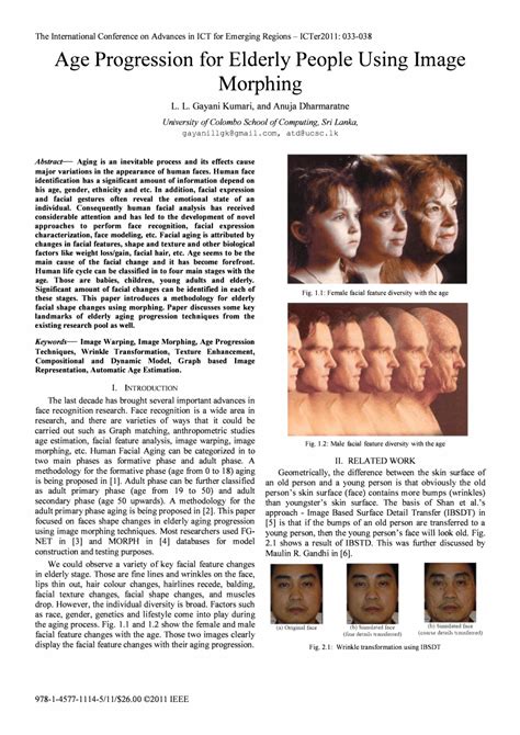 Pdf Age Progression For Elderly People Using Image Morphing