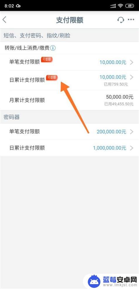 手机怎么提升额度工商银行手机银行支付限额调整方法 蓝莓安卓网