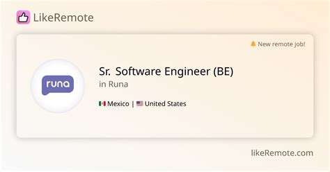 📩 Sr Software Engineer Be At 🏢 Runa 📍remote Job In 🇲🇽 Mexico Rlikeremote
