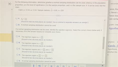 Solved For The Following Information Determine Whether A Normal