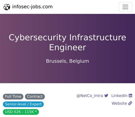 Hiring Cybersecurity Infrastructure Engineer In Brussels Belgium Rinfosecjobs