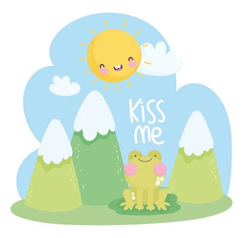 Premium Vector Frog Sitting Grass Cartoon Cute Text