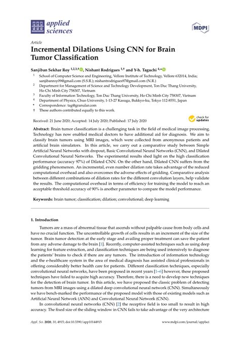 Pdf Incremental Dilations Using Cnn For Brain Tumor Classification