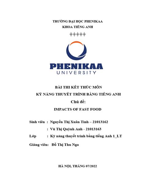 Bài Thi Kết Thúc Môn Kỹ Năng Thuyết Trình Bằng Tiếng Anh Pdf