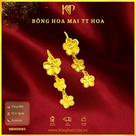Bông Tai Hoa Mai Tòn Ten Hoa Vàng 24k Kim Phát Kim PhÁt Jewelry