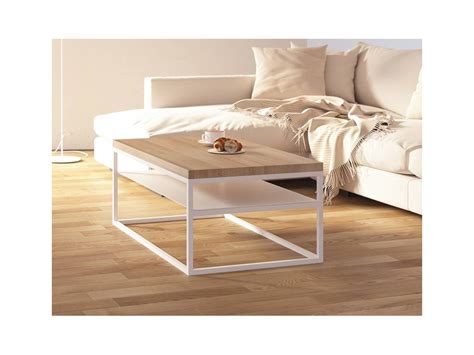 Table Basse Montréal En Chêne Massif Haut De Gamme Et Métal Lotuséa