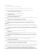 Answer Work Sheet Lab 2 Answer Work Sheet Earthquakes And Plate