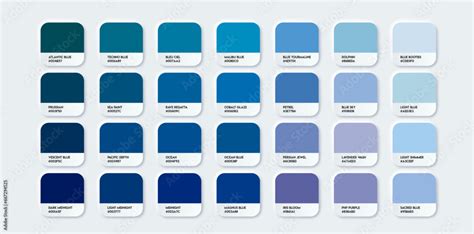 Photo Art Print Blue Color Guide Palette With Color Names Angela Ksen
