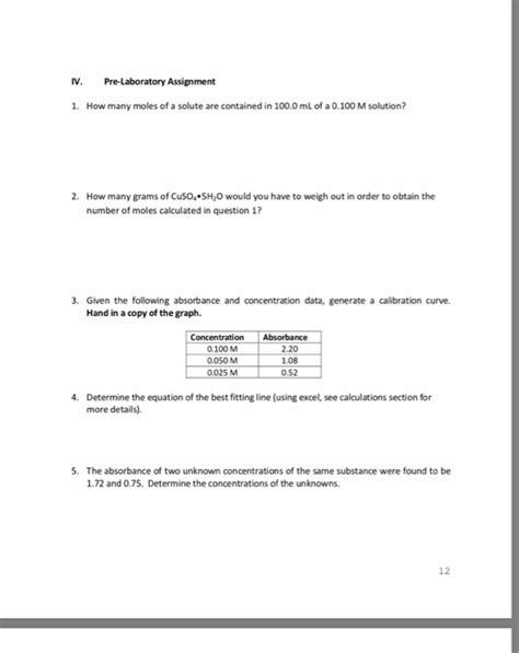 Solved V Pre Laboratory Assignment 1 How Many Moles Of A