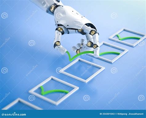 Artificial Intelligence Robot Hand With Green Check Mark Stock