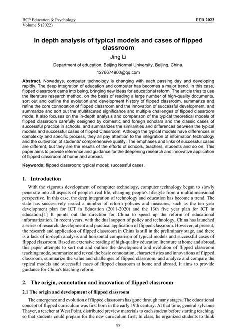 Pdf In Depth Analysis Of Typical Models And Cases Of Flipped Classroom