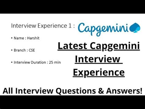 2 Capgemini Latest Interview Experience Interview Questions Answers