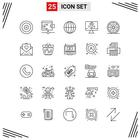 Icons Line Style Grid Based Creative Outline Symbols For Website Design Simple Line Icon