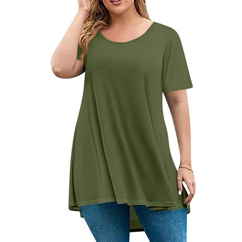 Xyxonk Plus Size Tops For Women 4x 5x Spring Summer Short Sleeve Shirts
