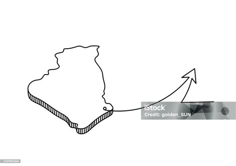 Carte De La France De Lalgérie Avec La Direction Comme Dessin Au Trait