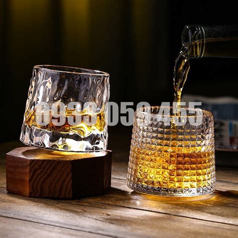 Mua Ly Rock Thủy Tinh Pha Lê đế Xoay 360 độ Cốc Uống Whisky Rượu Tây