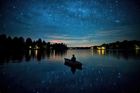 Boat On Lake Generative Ai Premium Ai Generated Image