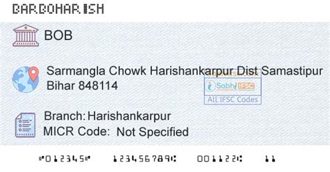 Bob Harishankarpur Branch Ifsc Code Samastipur Bihar