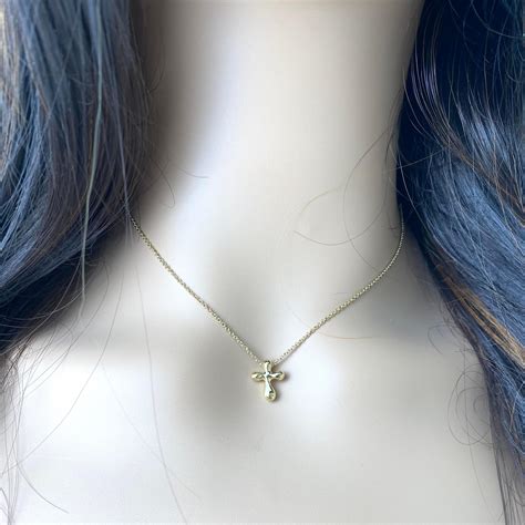 Tiffany Co Vintage Elsa Peretti 18k Gold Cross 055 Pendant Necklace