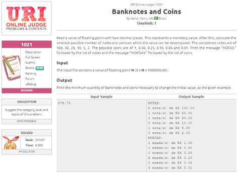 uri 1021 banknotes and coins solution in c programming life