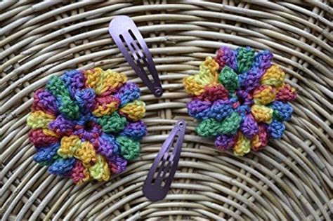 Häkelblüte Haarklammer 2 Stück Set bunt gehäkelt Haarschm https
