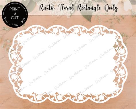 Rustic Rectangle Doily Printable Digital Template Clip Art Sticker