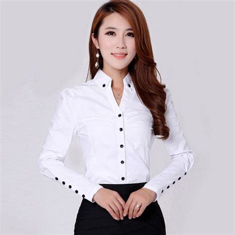 2017 2016 Spring New Womens Formal Shirts Long Sleeve Cotton Shirt