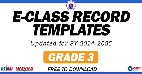 Deped E Class Record Templates Grade 3 Sy 2024 2025 Deped Click