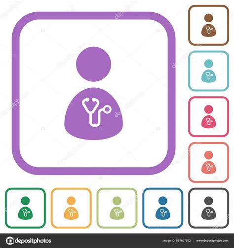 Doctor Simple Icons Color Rounded Square Frames White Background Stock Vector By ©renegadehomie