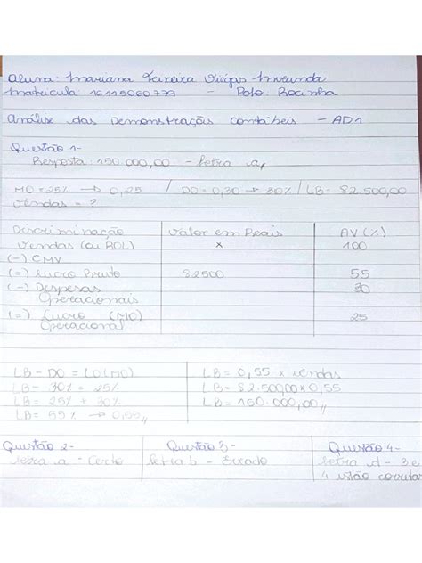 Ad1 Análise Das Demonstrações Contábeis Pdf