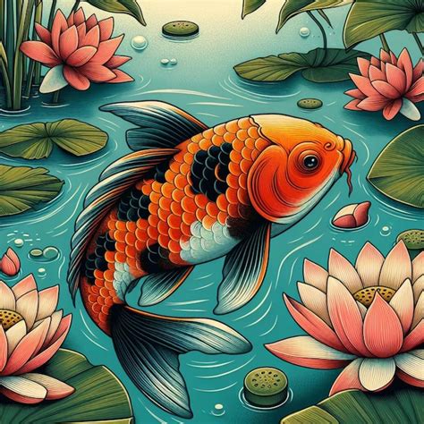 Koi Fish Illustration Premium Ai Generated Vector
