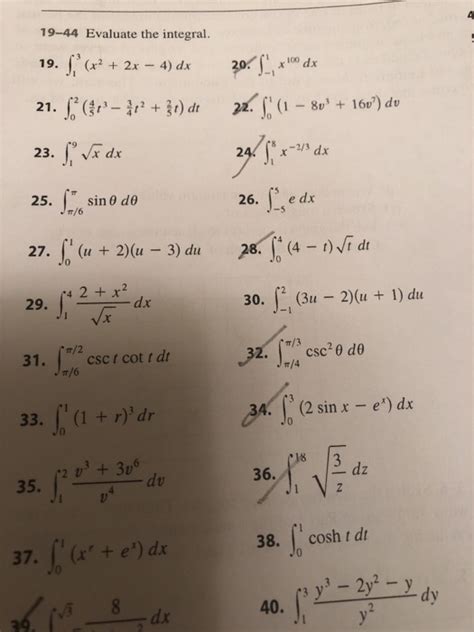 Solved 19 44 Evaluate The Integral 19 2x 4 Dx X 100 Dx