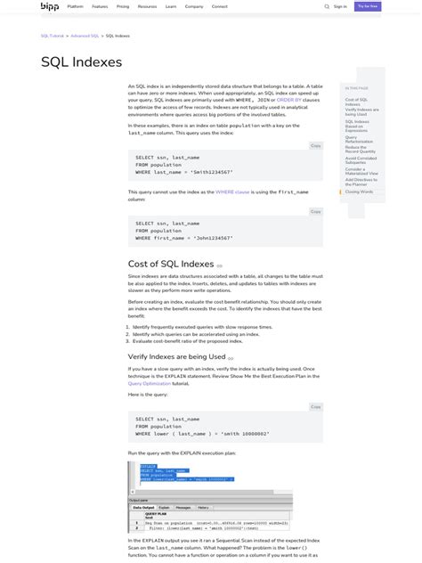 Sql Indexes Advanced Sql Bipp Analytics Pdf Database Index Sql