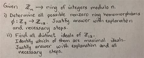 Solved Given To Ring Of Integers Modulo N I Determine All