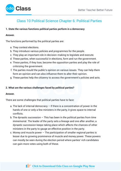 Ncert Solutions For Class 10 Political Science Chapter 6
