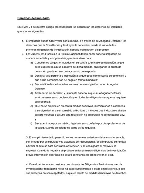 Derechos Del Imputado Derecho Penal 1 Pdf