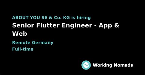 Senior Flutter Engineer App And Web At About You Se And Co Kg Working Nomads