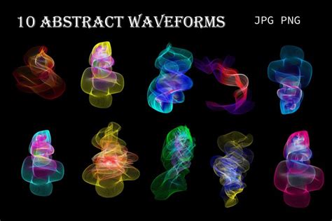 Collection Of Neon Abstract Wave Shapes Png