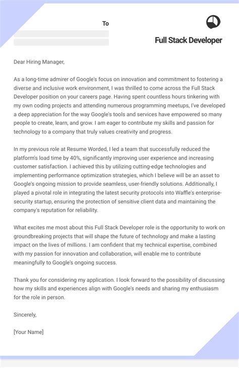 14 Full Stack Developer Cover Letter Examples Plus Recruiter Insights