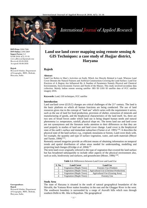 Pdf Land Use Land Cover Mapping Using Remote Sensing And Gis